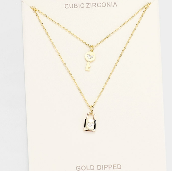 iFashionBox | Jewelry | Gold Dipped Lock Key Shaped Pendant Necklace ...